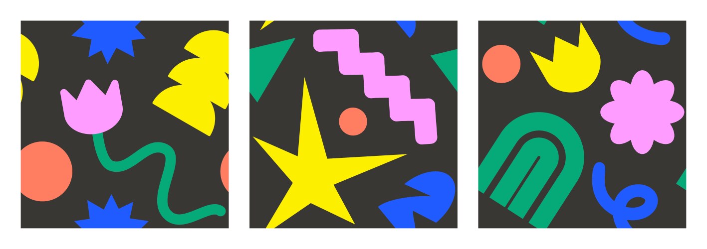 90 cool brutalism seamless pattern set naive Vector Image