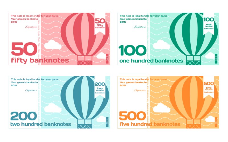 Set of gaming south korean banknotes million won Vector Image