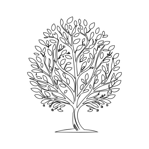 Tree love outline sketch Royalty Free Vector Image
