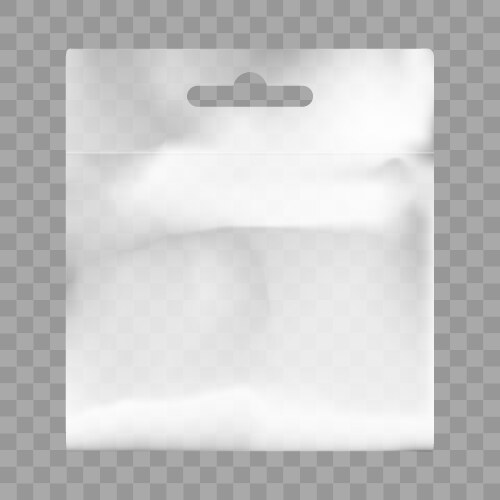 Clear plastic bag with zip lock on transparent Vector Image