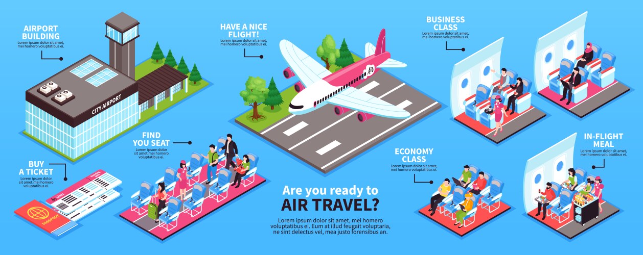 Airplane information infographic poster Royalty Free Vector