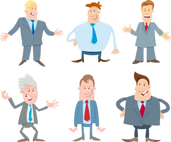 Businessmen or men cartoon characters collection Vector Image