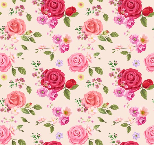 Flower seamless pattern with roses Royalty Free Vector Image