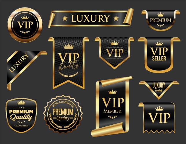 Vip and premium exclusive sign isolated Royalty Free Vector