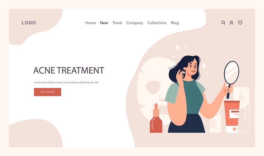Acne treatment web banner or landing page Vector Image