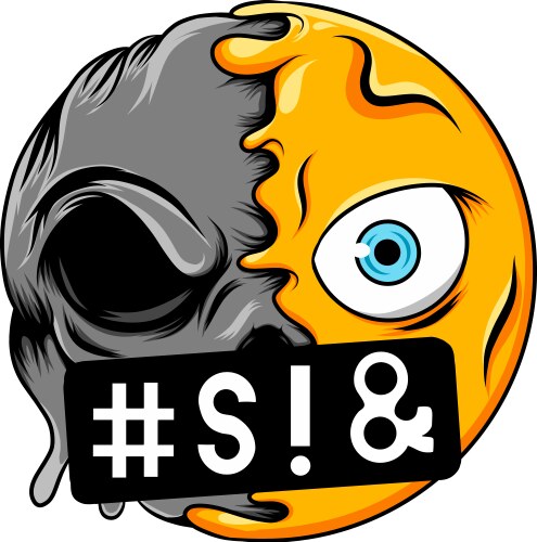 Emoticon scary expression without eyes Royalty Free Vector