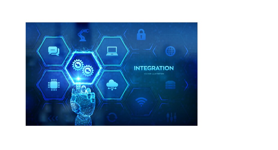 Integration data system system integration Vector Image