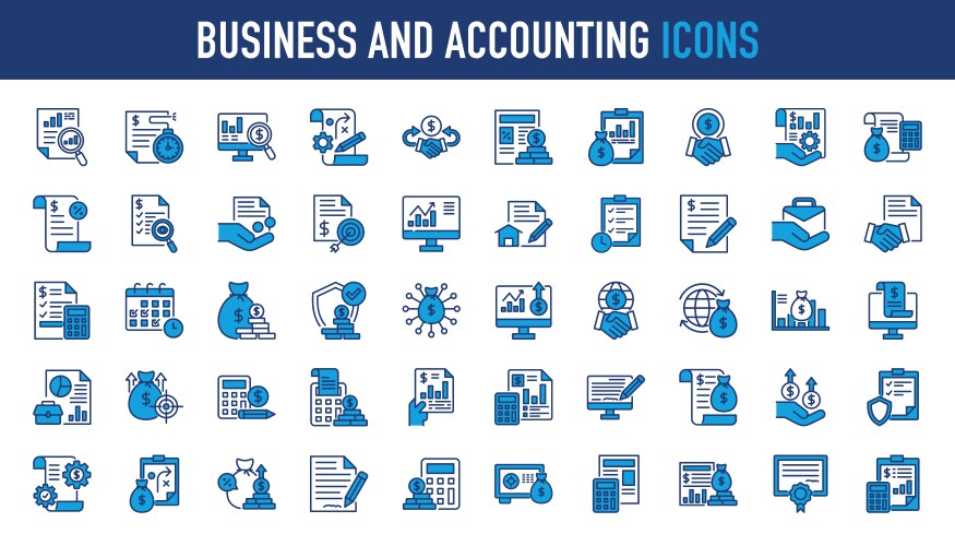 Business and accounting icon set Royalty Free Vector Image
