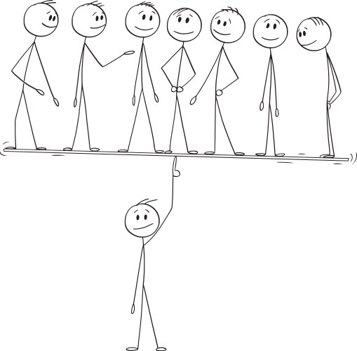 Big smiling business team with leader cartoon Vector Image