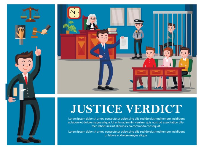 Judicial system icons set Royalty Free Vector Image