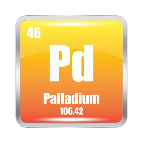 Palladium icon pd chemical element atomic number Vector Image