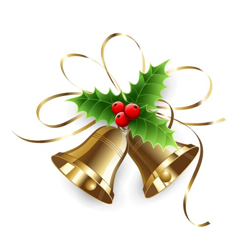 Silver jingle bells with gold bow Royalty Free Vector Image