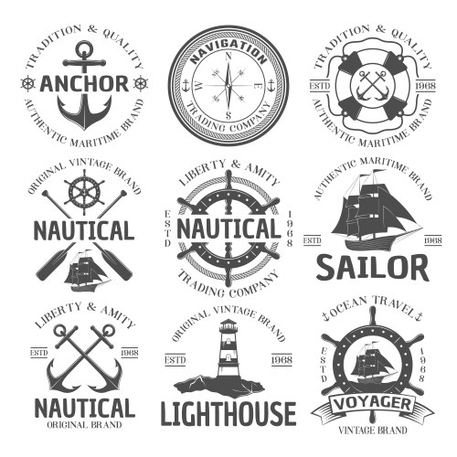 Nautical set 4 Royalty Free Vector Image - VectorStock