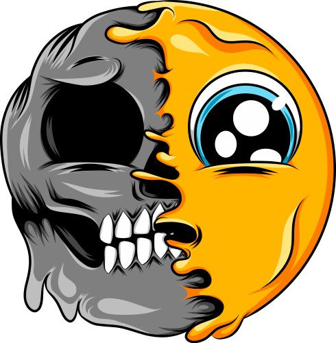 A face with stream from nose changes to death Vector Image