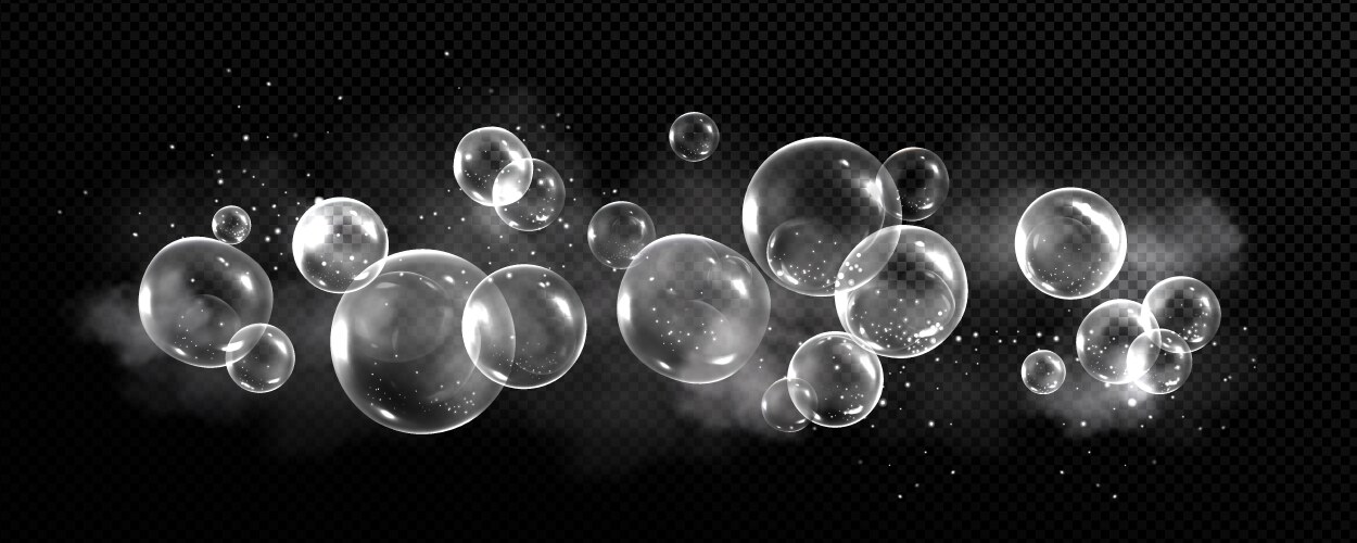 Realistic soap bubbles with rainbow reflections Vector Image