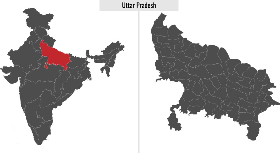 Map of uttar pradesh is a state india Royalty Free Vector