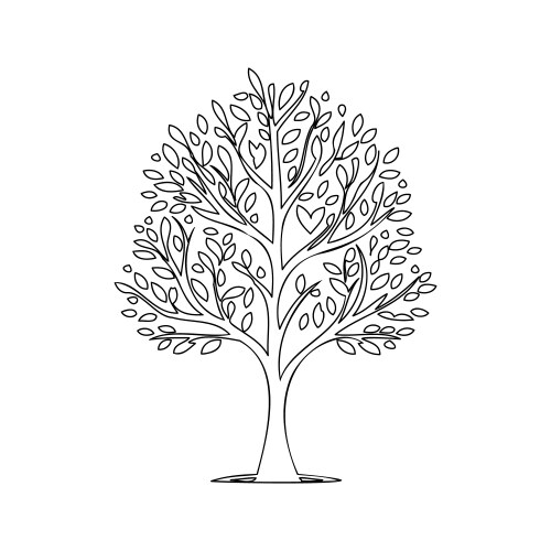 Tree love outline sketch Royalty Free Vector Image