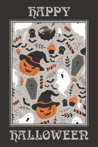 Happy halloween banner with cute ghosts bats Vector Image