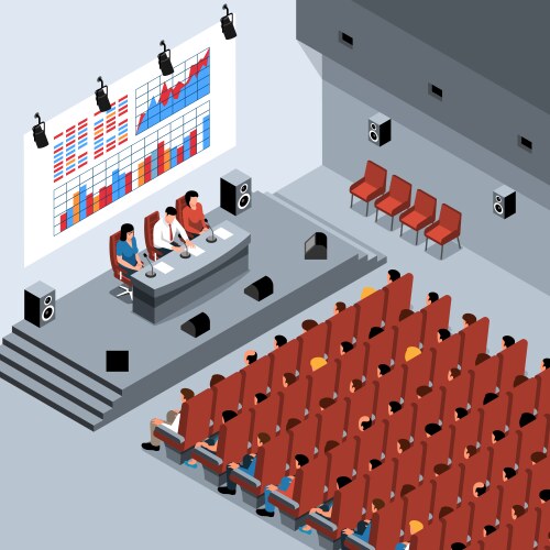 Stand-up show scene and auditorium isometric view Vector Image