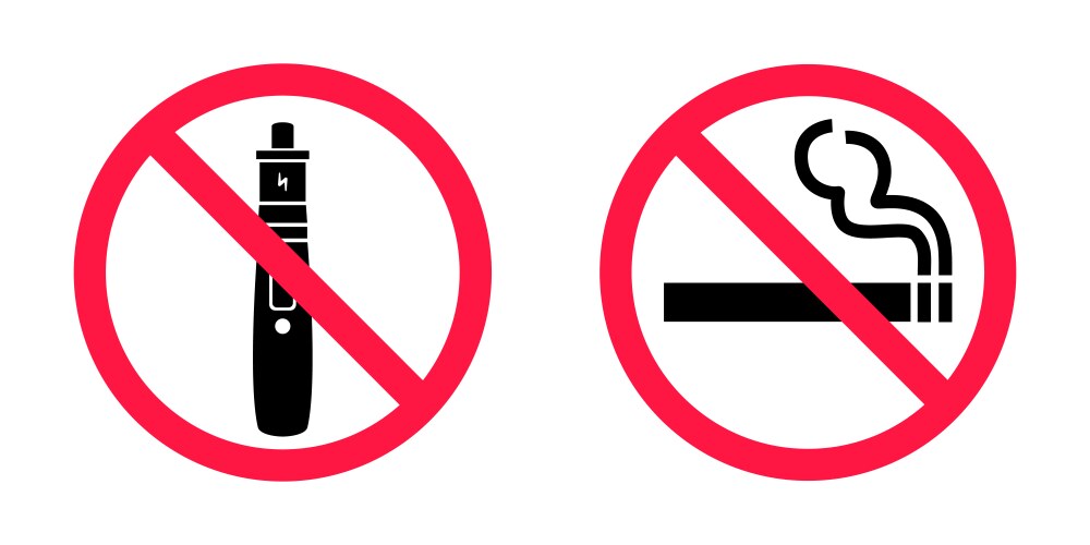No smoking vaping signs set forbidden sign Vector Image