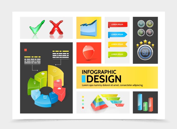 Realistic colorful infographic template Royalty Free Vector