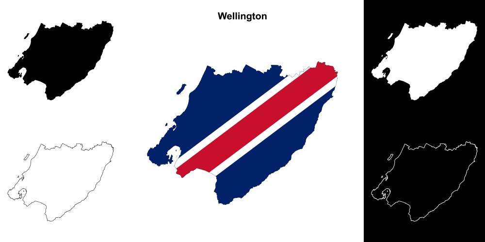 Wellington outline map Royalty Free Vector Image