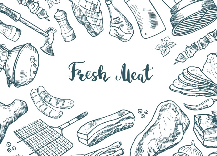 Hand drawn lineart sea life set Royalty Free Vector Image