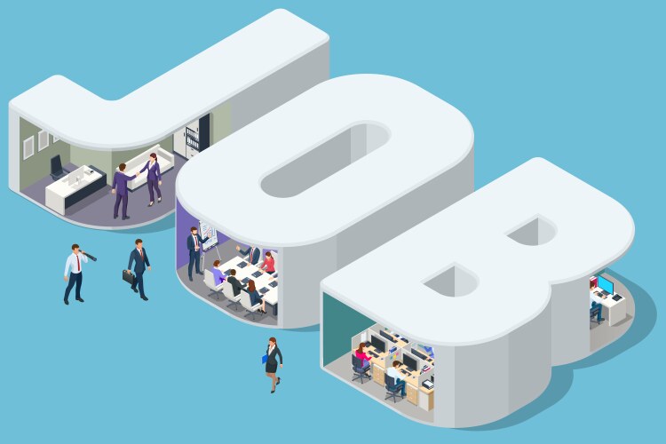 Isometric search job vacancy recruitment Vector Image