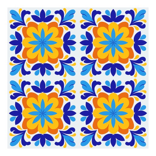 Mediterranean blue and yellow ceramic tile design Vector Image