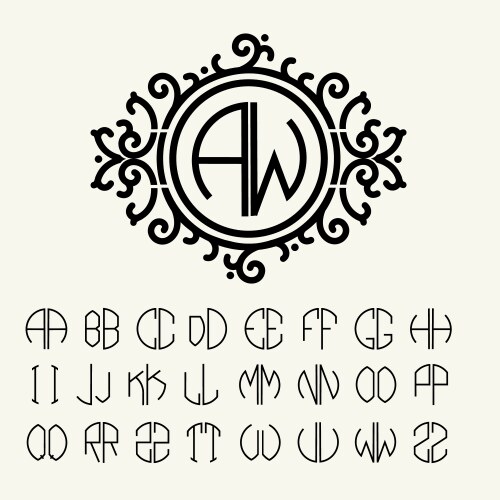 Template letters to create monograms Royalty Free Vector