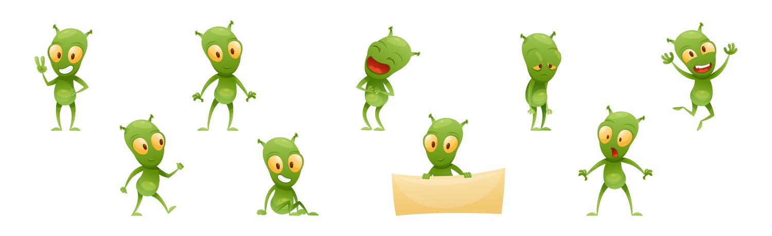 Alien Poses Vector Images (over 490)