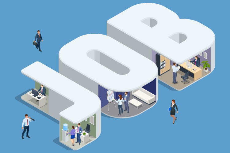 Isometric search job vacancy recruitment Vector Image