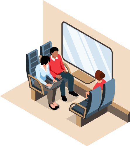 Train section isometric composition Royalty Free Vector