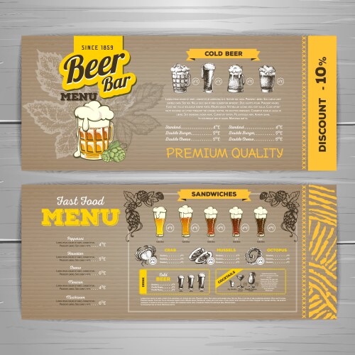 Beer menu Royalty Free Vector Image - VectorStock