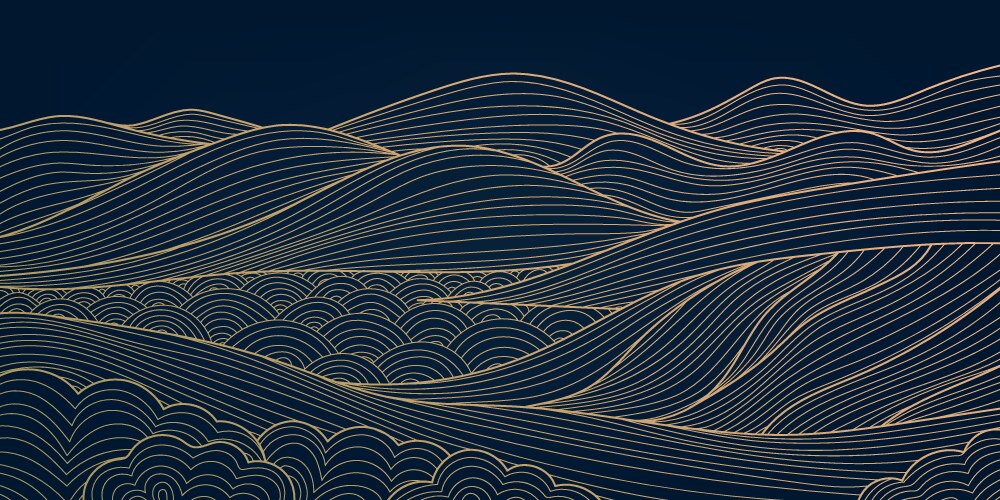 Abstract gold line landscape hills Royalty Free Vector Image