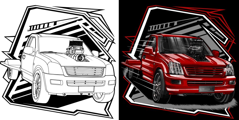 Grey drag racing car with red strip Royalty Free Vector