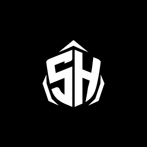 Sh logo monogram shield crown luxury design Vector Image