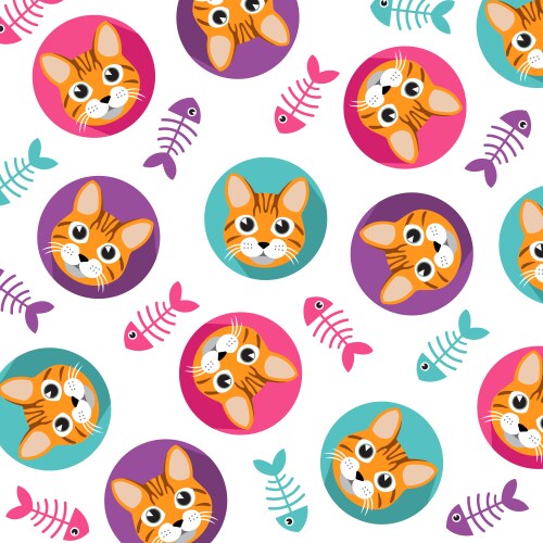 Pattern of cute cats Royalty Free Vector Image