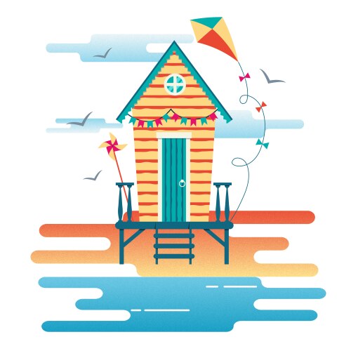 Cartoon beach house Royalty Free Vector Image - VectorStock
