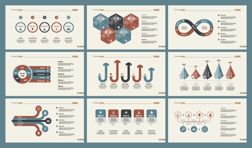 Six accounting slide templates set Royalty Free Vector Image