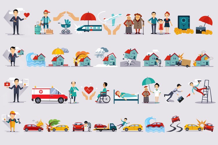 Insurance company covering expenses and damages Vector Image