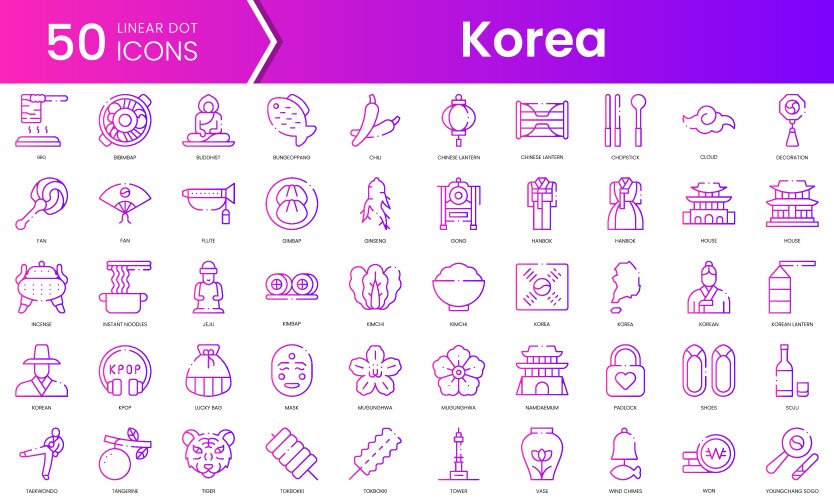 Set of india icons gradient style icon bundle Vector Image