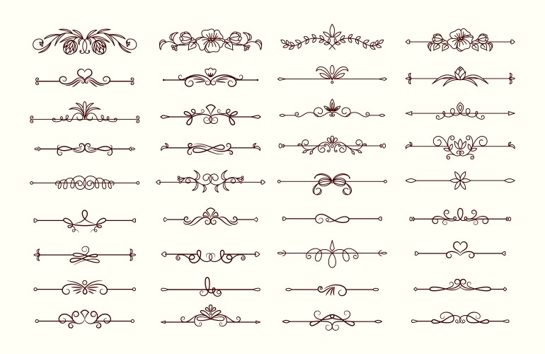 Vintage divider set retro line text page separator