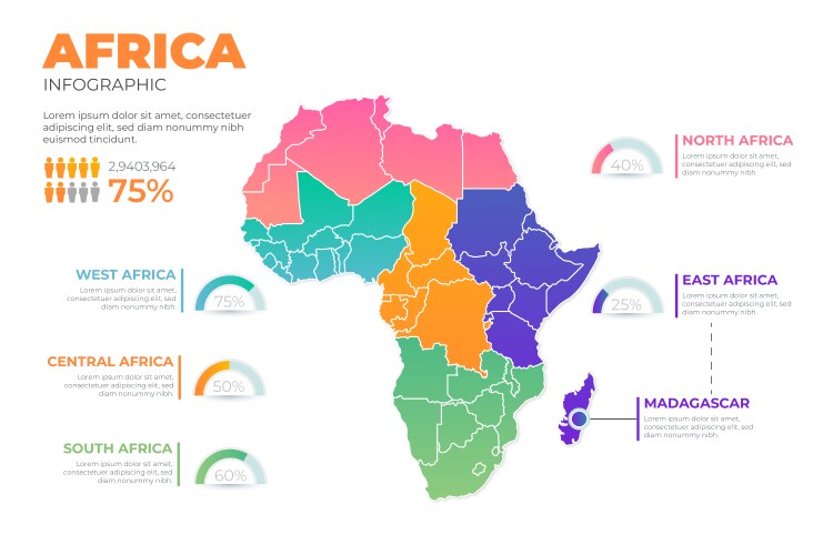 Gradient africa map infographic Royalty Free Vector Image