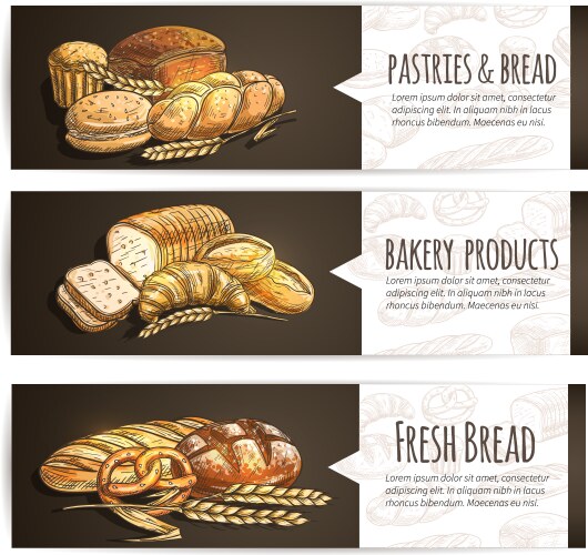 Bakery and pastry desserts banner template set Vector Image
