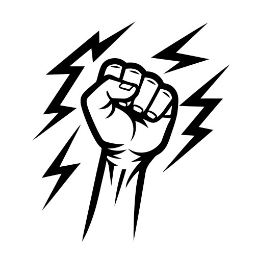 Protest fist with lightning people protesting Vector Image