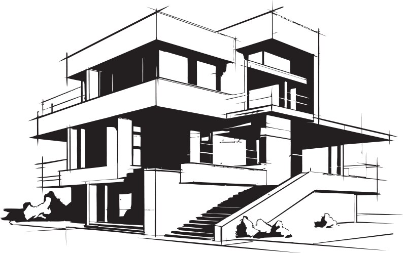 Architectural Drawing Building Elevation Plan Vector Images (over 180)