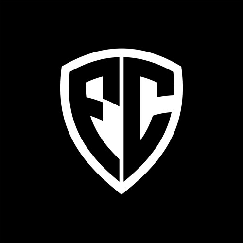 Fc letter logo with sharp triangle shield shape Vector Image