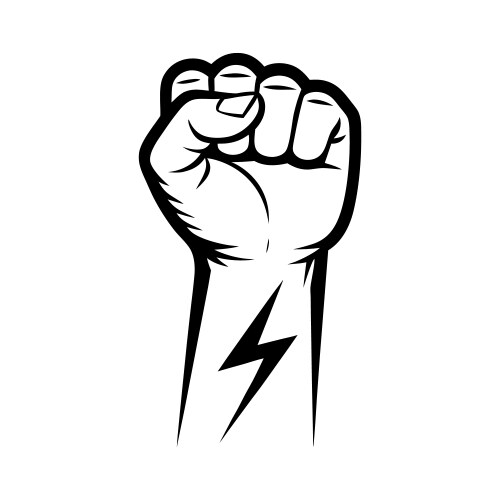 Protest fist with lightning people protesting Vector Image