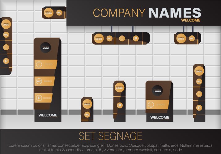 Exterior and interior signage wooden concept Vector Image